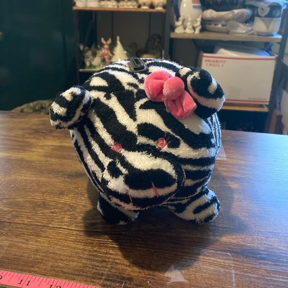 Source Unknown | Toys | Zebra Striped Piggy Bank Plush | Poshmark